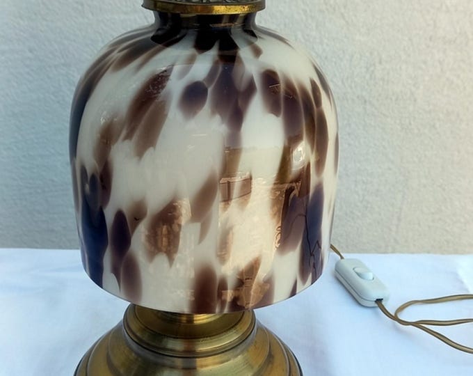 Vintage Glass Tiger Table Lamp, Vintage Brass Table Lamp - Etsy