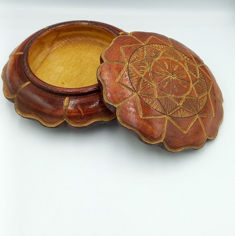 Curved Wooden Box/mandala Design, Ornamental Storage Box, Decorative ...