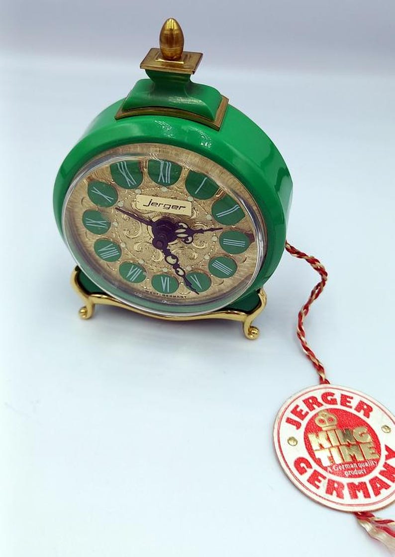 Vintage Desk W. Germany Alarm Clock, Vintage Jerger Green Alarm Clock ...