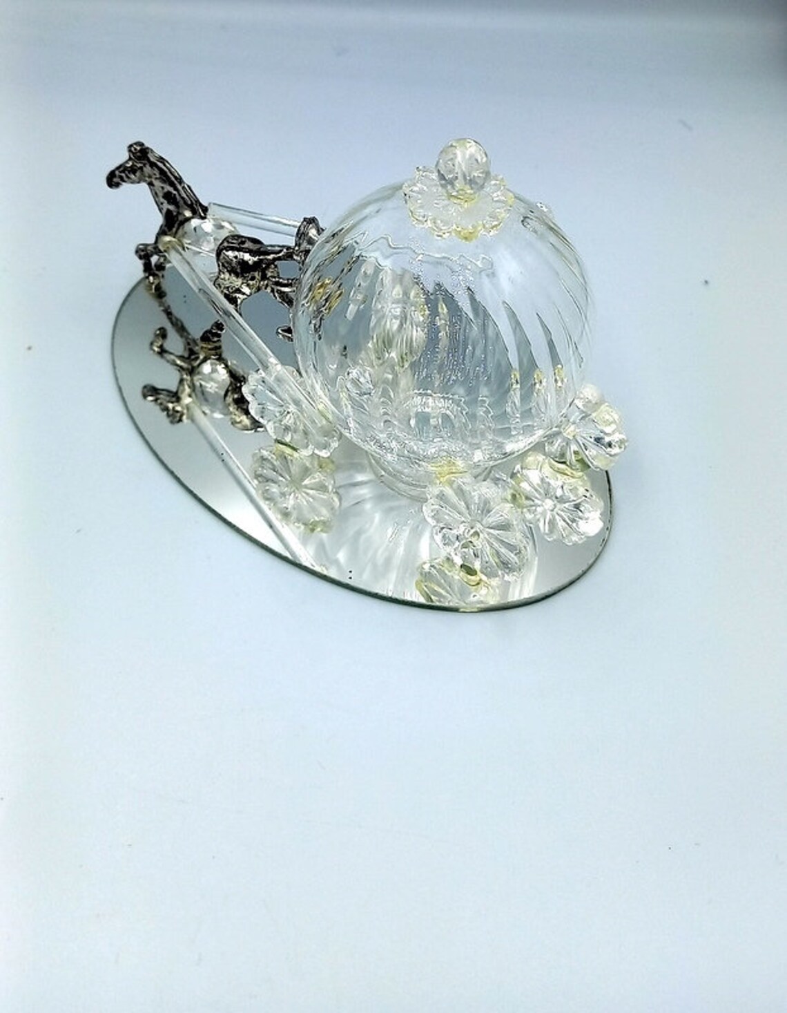 Cinderella Glass Carriage With Horse, Doll Horse and Carriage, Antique ...