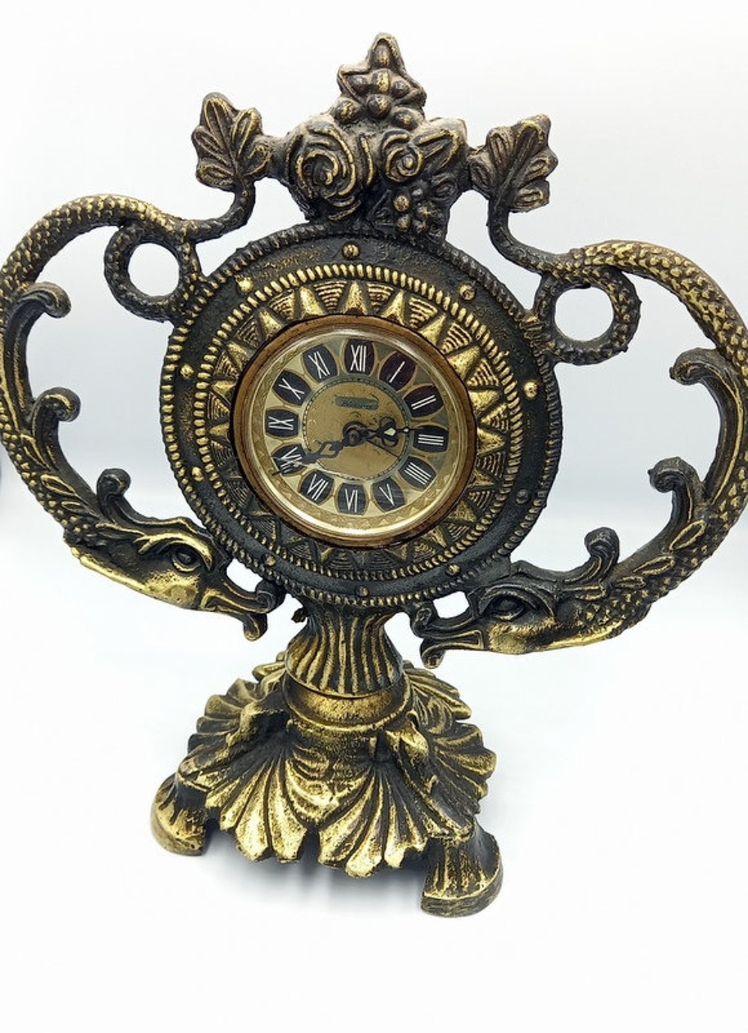 Vintage Table Bronze Dragon Blessing Clock, Table Mechanical Clock ...