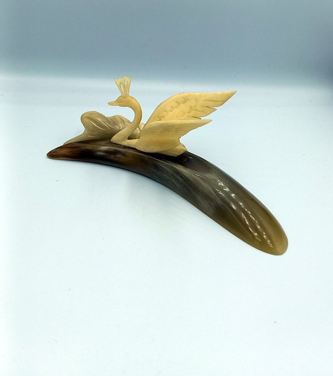 Figurine Swan Hand Carved Steer Horn, Swan Table Decor - Etsy