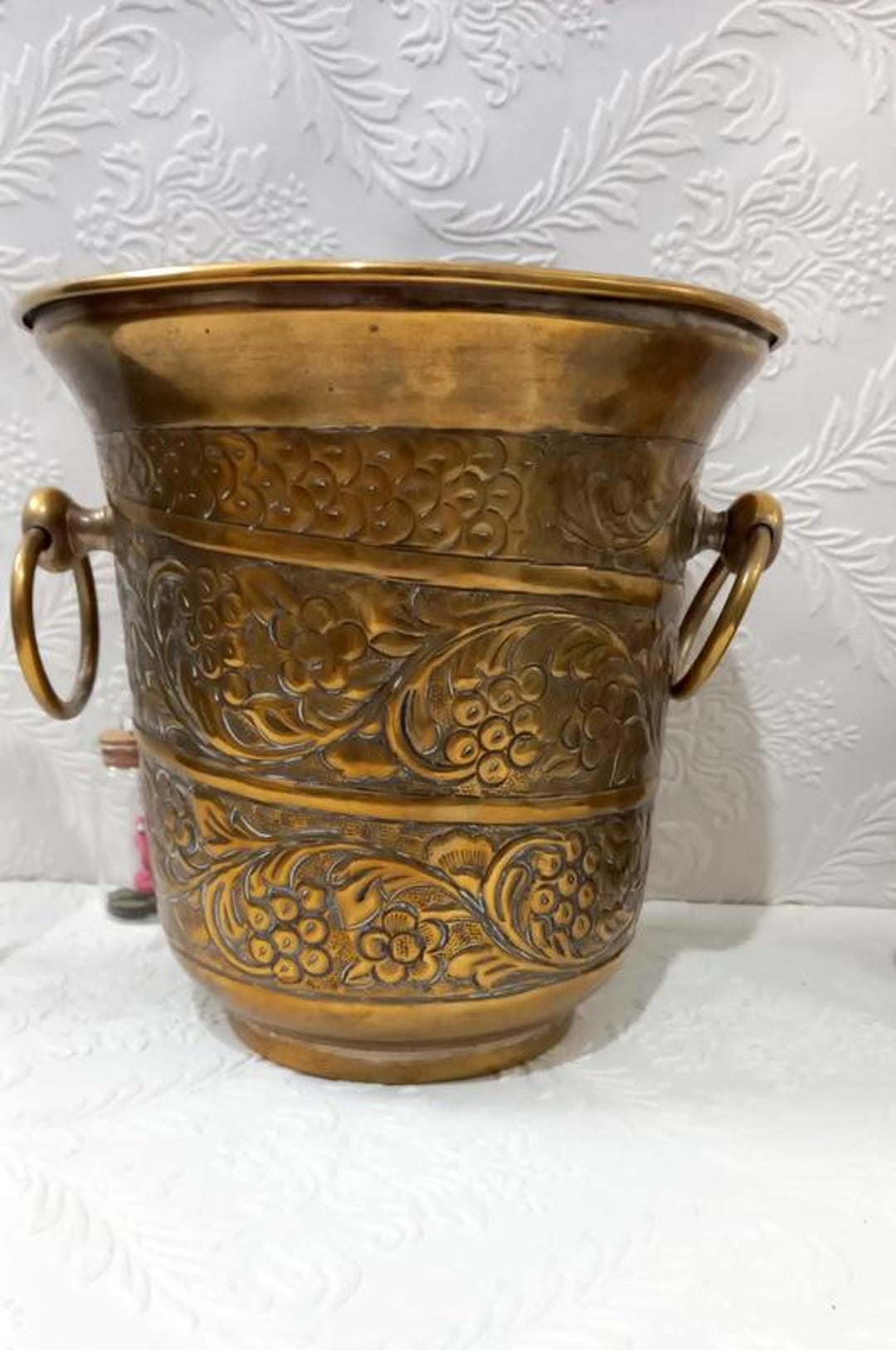 Vintage Bronze Ice Bucketdecorated With Forged Flower Decoration - Etsy