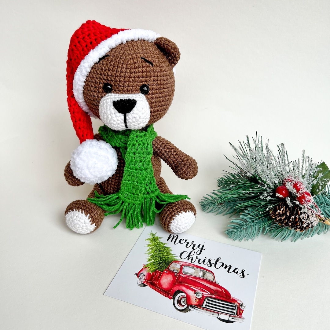 Crochet Christmas Teddy Bear, Personalized First Christmas Gift - Etsy