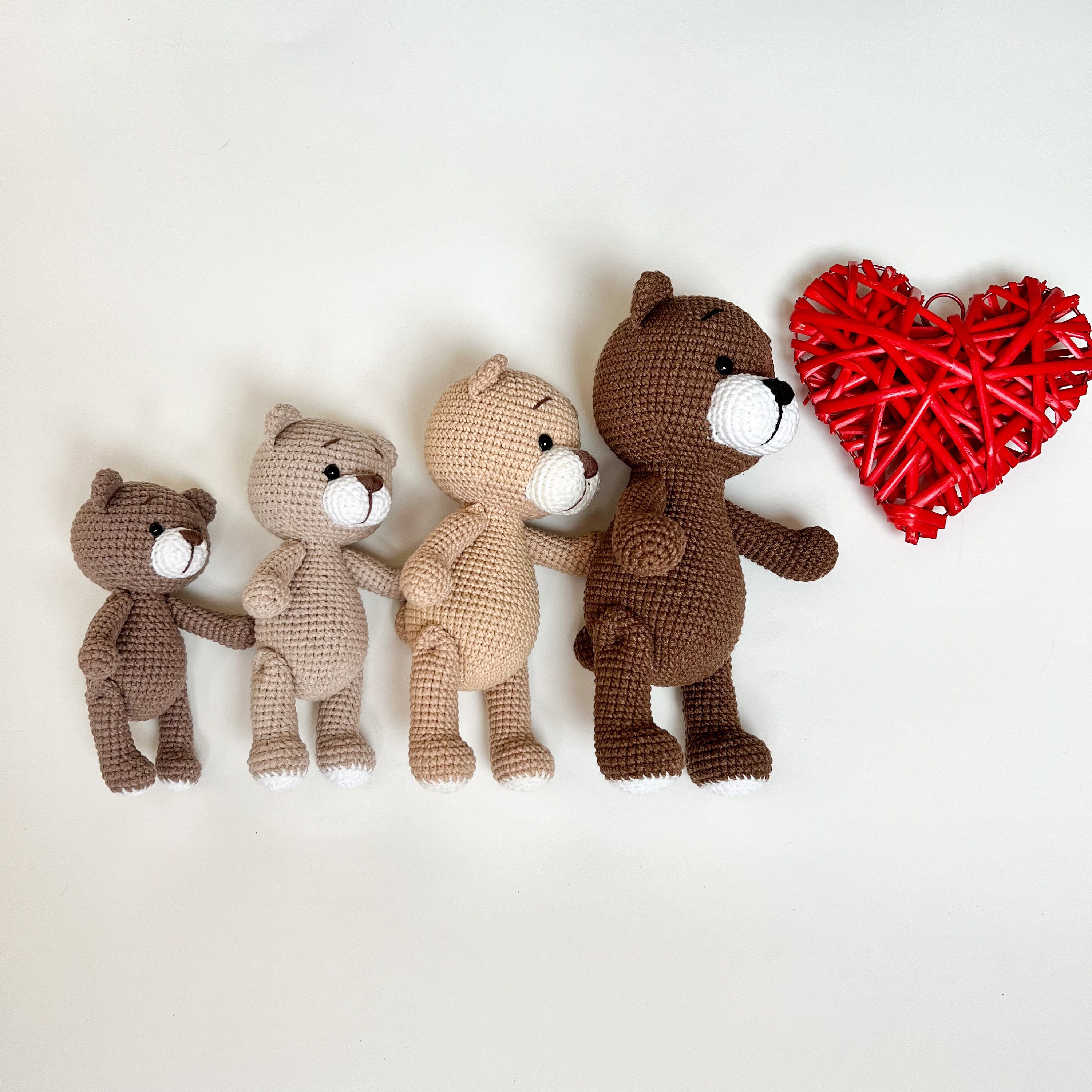 First Teddy Bear Crochet Toy Set, Personalized Stuffed Teddy Bear Baby ...