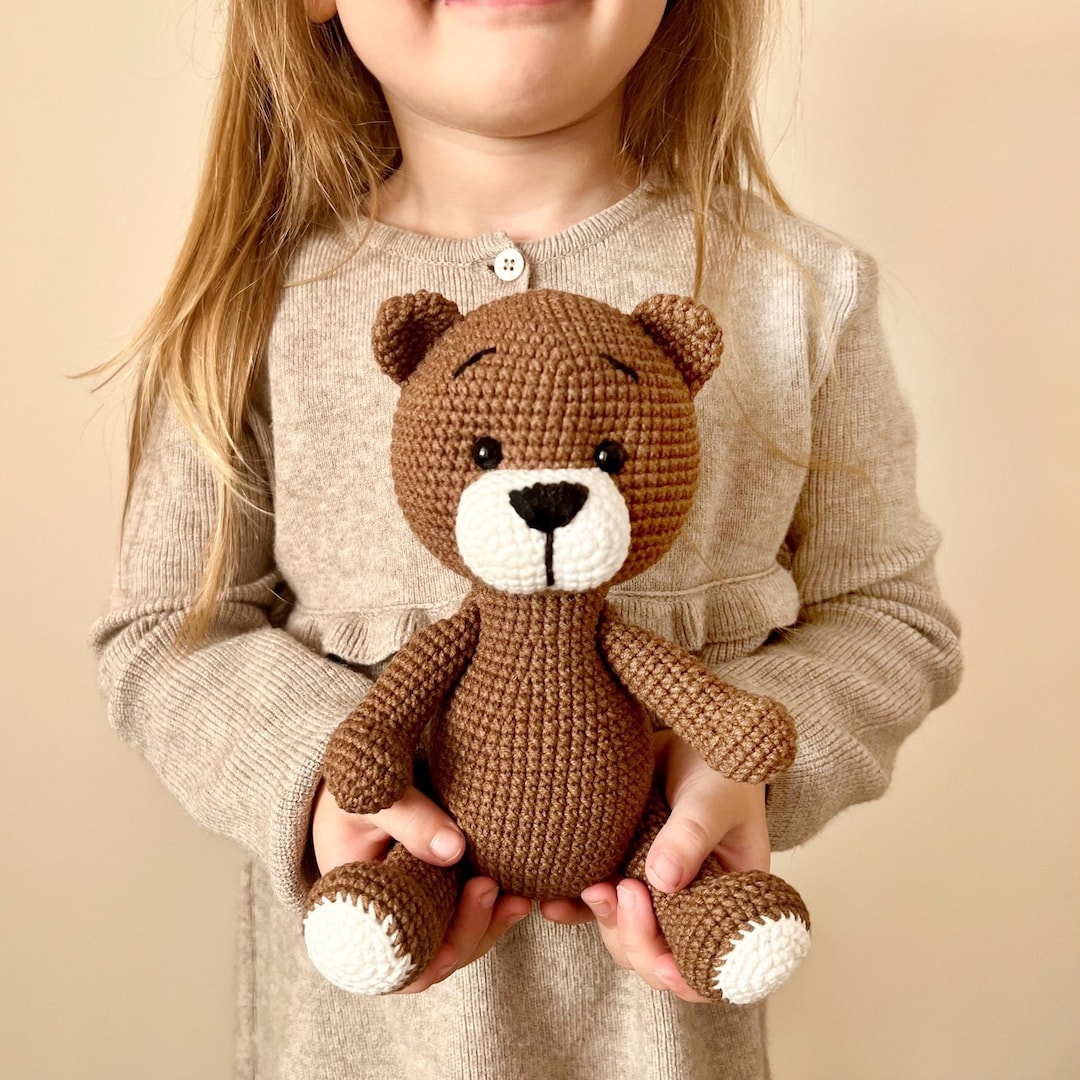 First Teddy Bear Crochet Toy Set, Personalized Stuffed Teddy Bear Baby ...