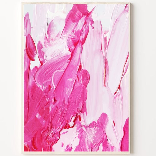 Printable Abstract Poster Large Wall Art Hot Pink Watercolor - Etsy