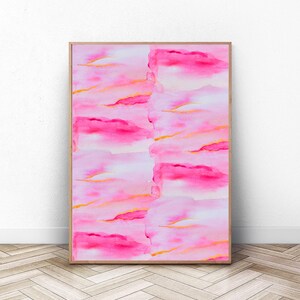 Pink Painting Set of 3 Prints | Hot Pink Wall Art | Pink Aesthetic Wall ...