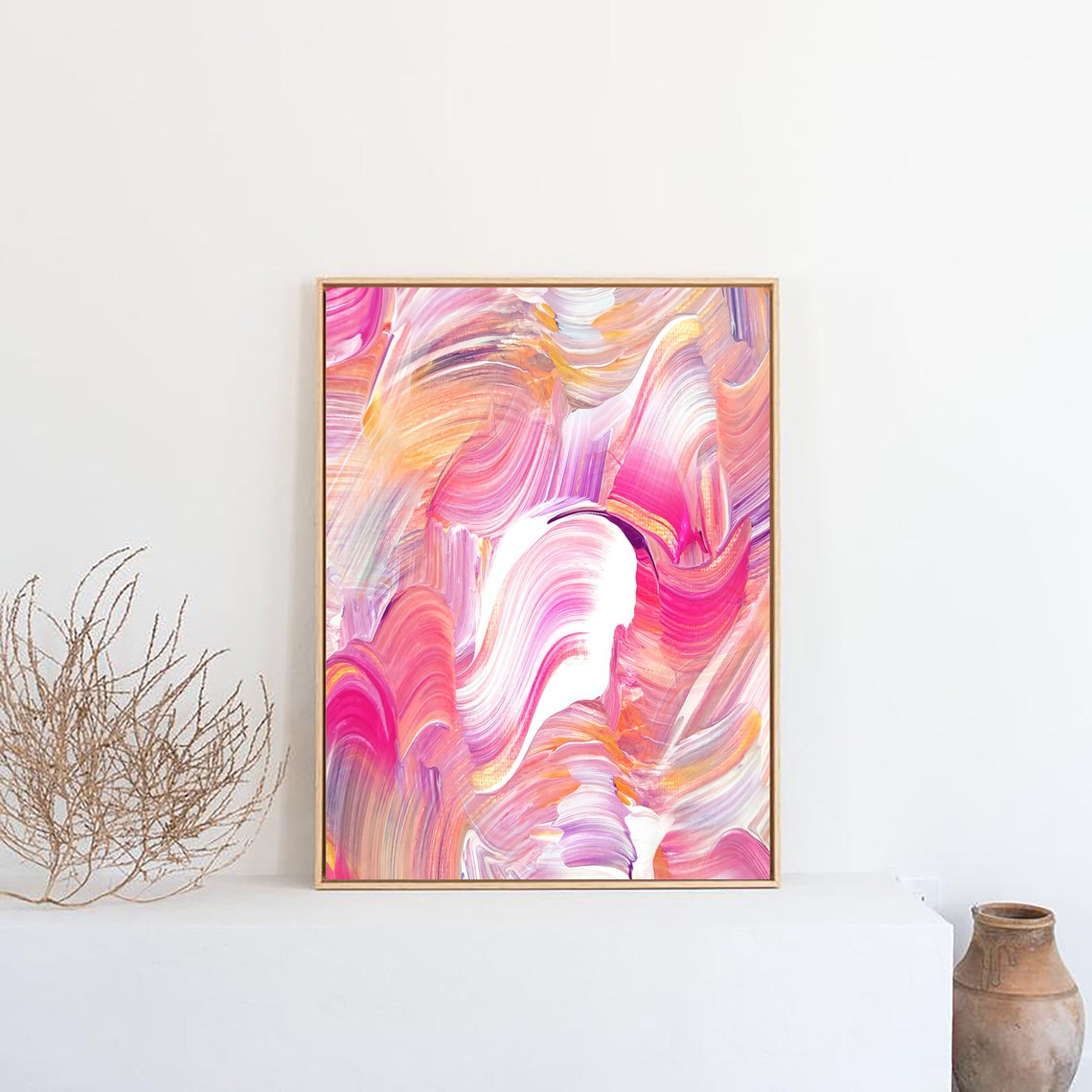 Pink and Orange Abstract Poster Pink Abstract Painting - Etsy