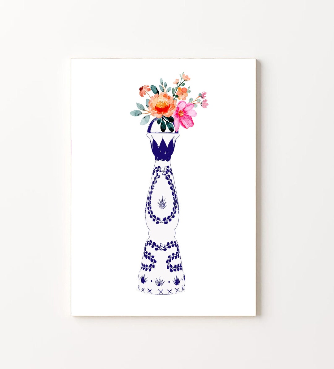 Clase Azul Tequila & Flowers Art Print: Bar Cart Decor (digital ...