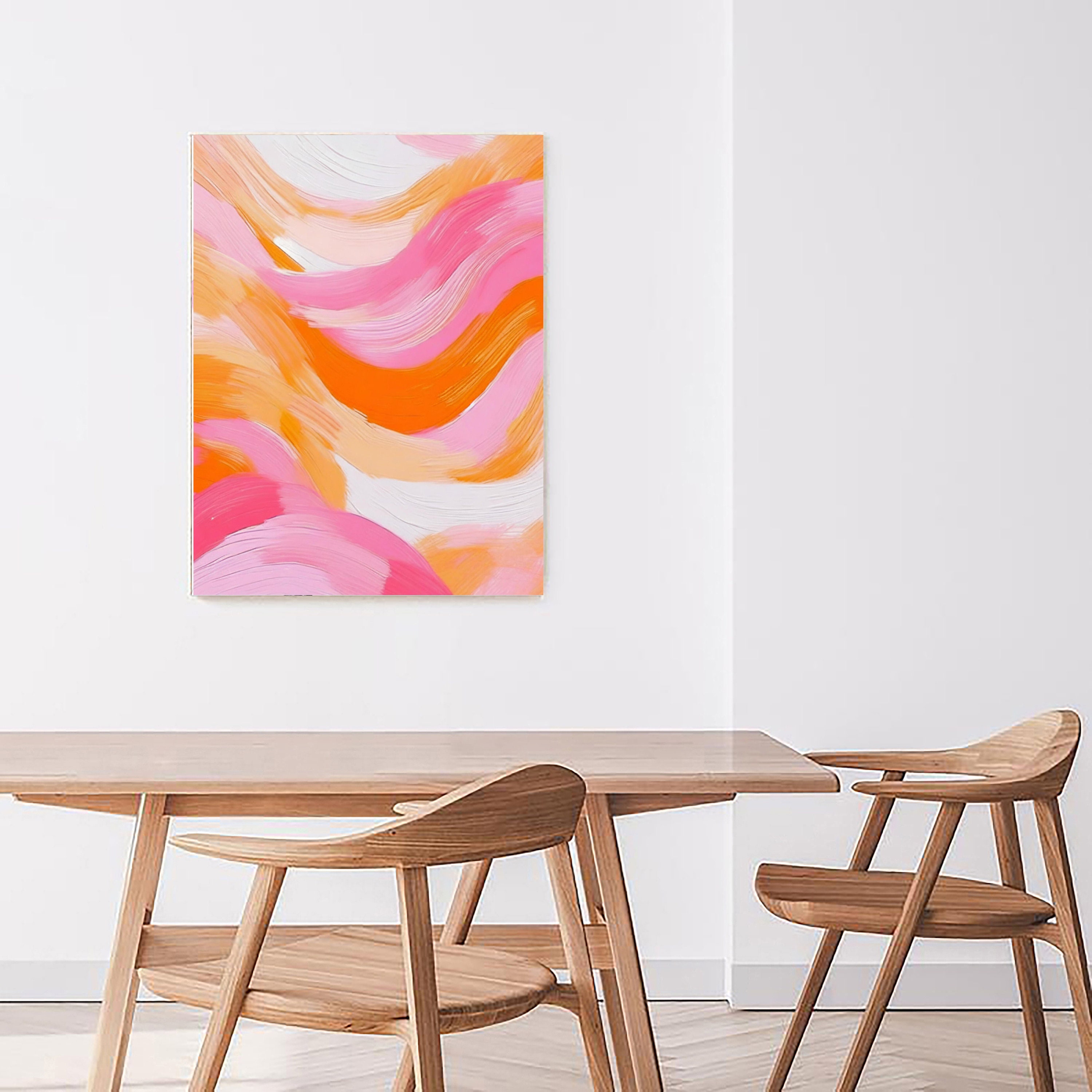 Orange und Pink Malerei | Rosa und Orange Dekor | Kunst Pink | Neon ...
