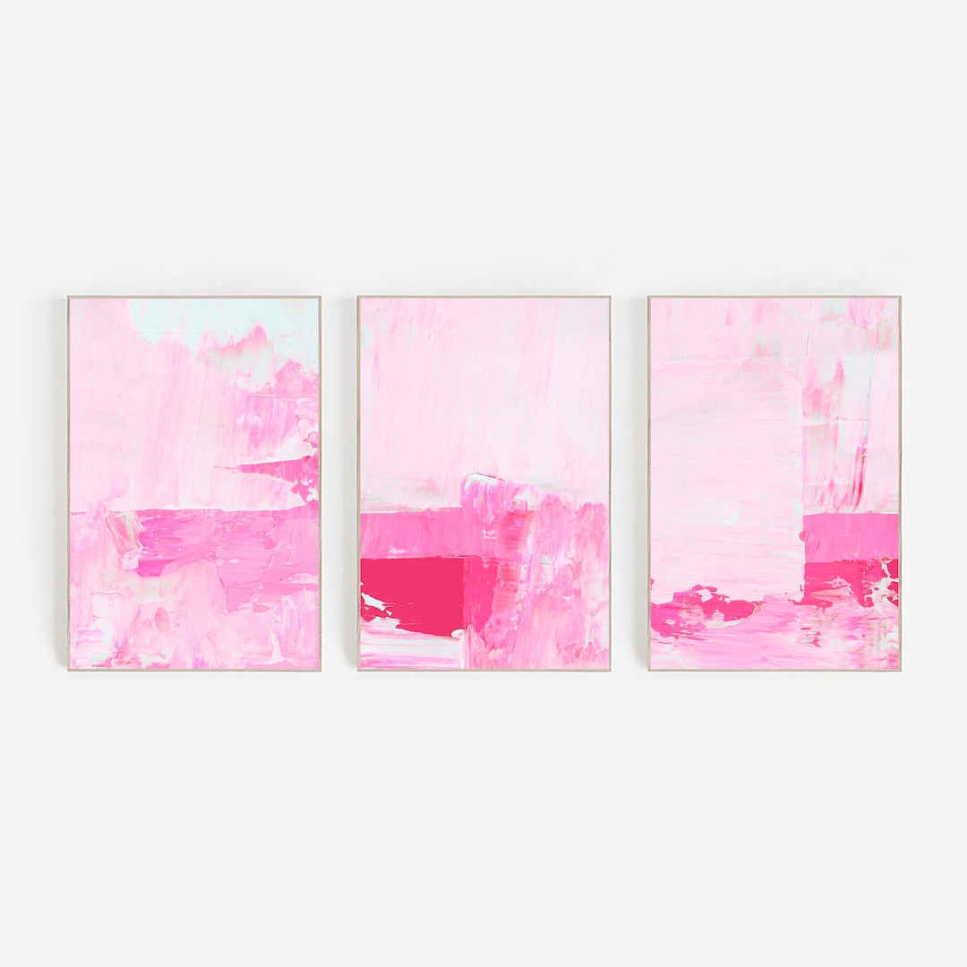 Hot Pink Wall Art Set of 3 Prints | Set of 3 Pink Prints | Light Pink ...