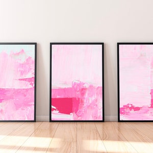 Hot Pink Wall Art Set of 3 Prints | Set of 3 Pink Prints | Light Pink ...