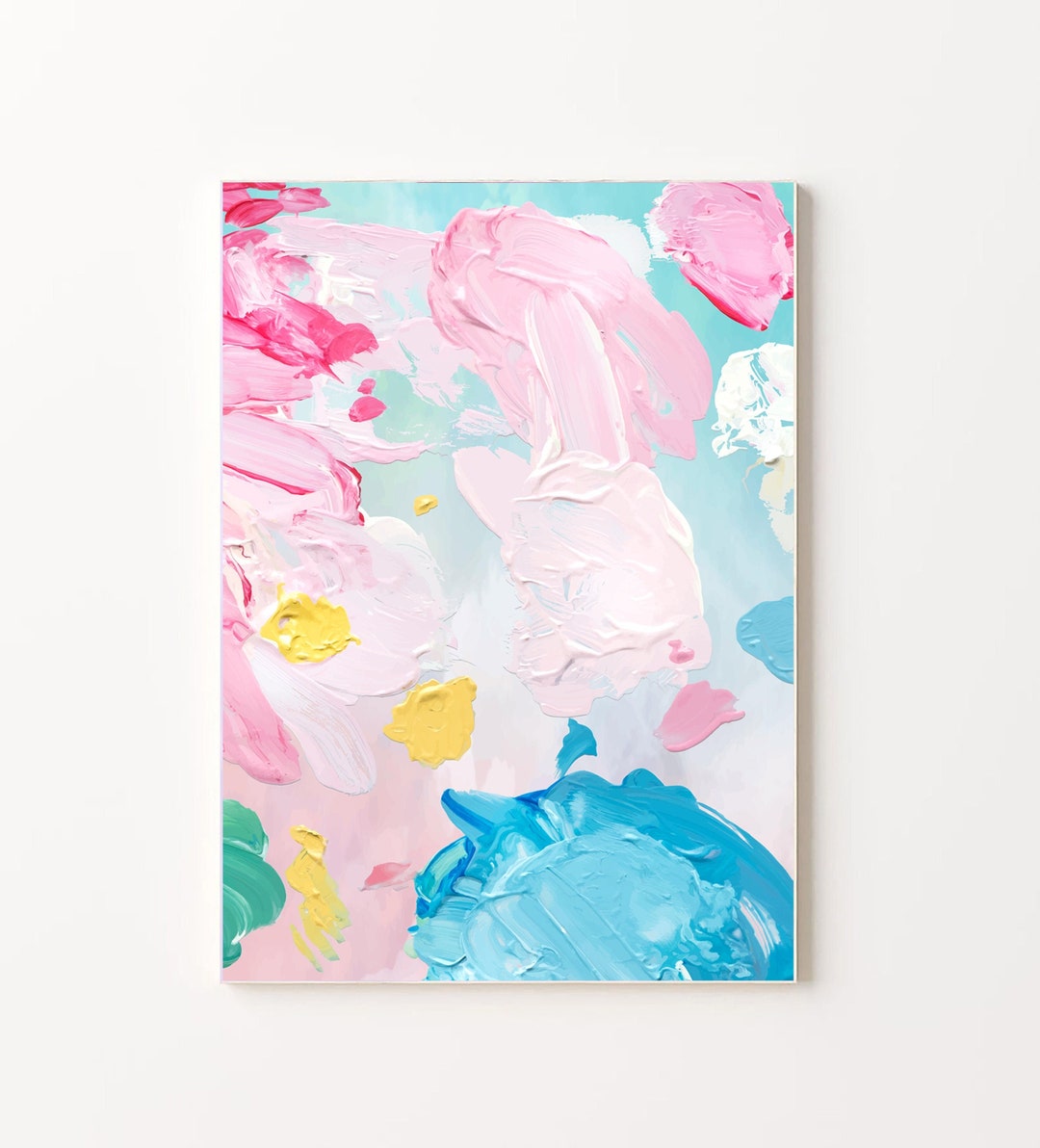 Pastel Painting | Pink and Blue Poster | Light Pink Wall Art | Pastel ...