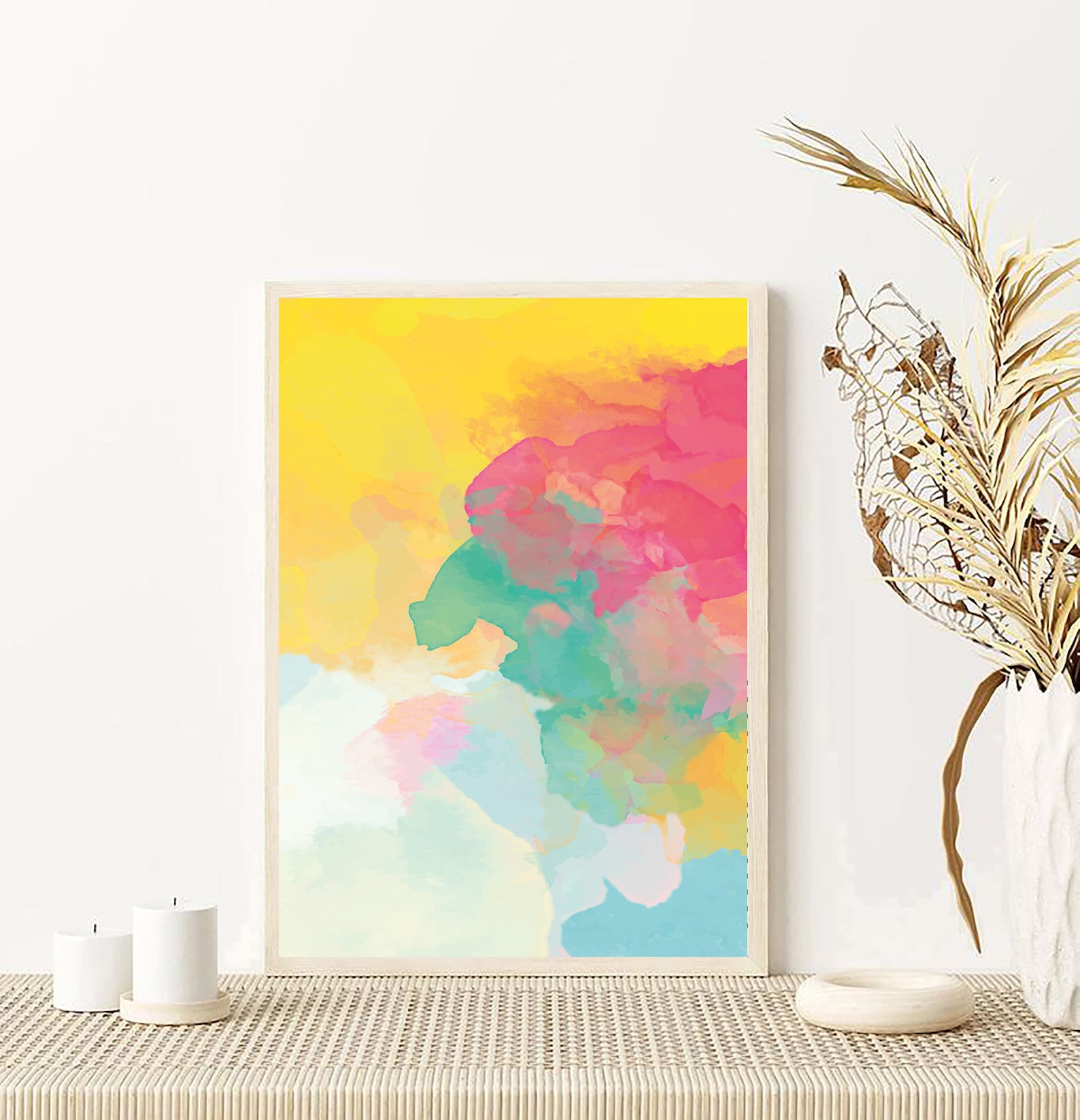 Bright Abstract Painting Colourful Wall Art Print Calming - Etsy