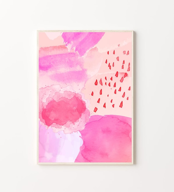 Abstract Hot Pink Painting Pink Wall Art Print Calming - Etsy