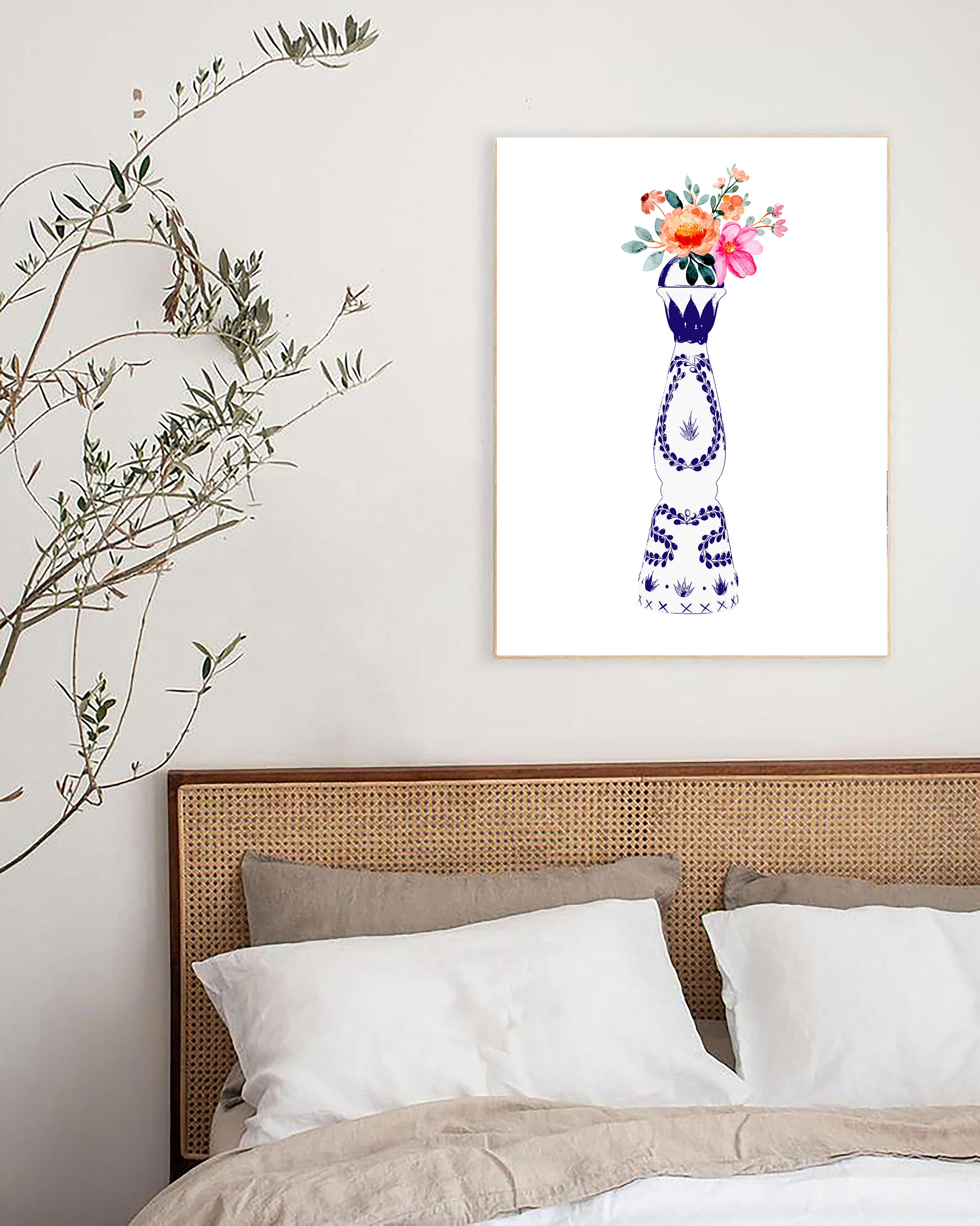 Clase Azul Tequila & Flowers Art Print: Bar Cart Decor (digital ...