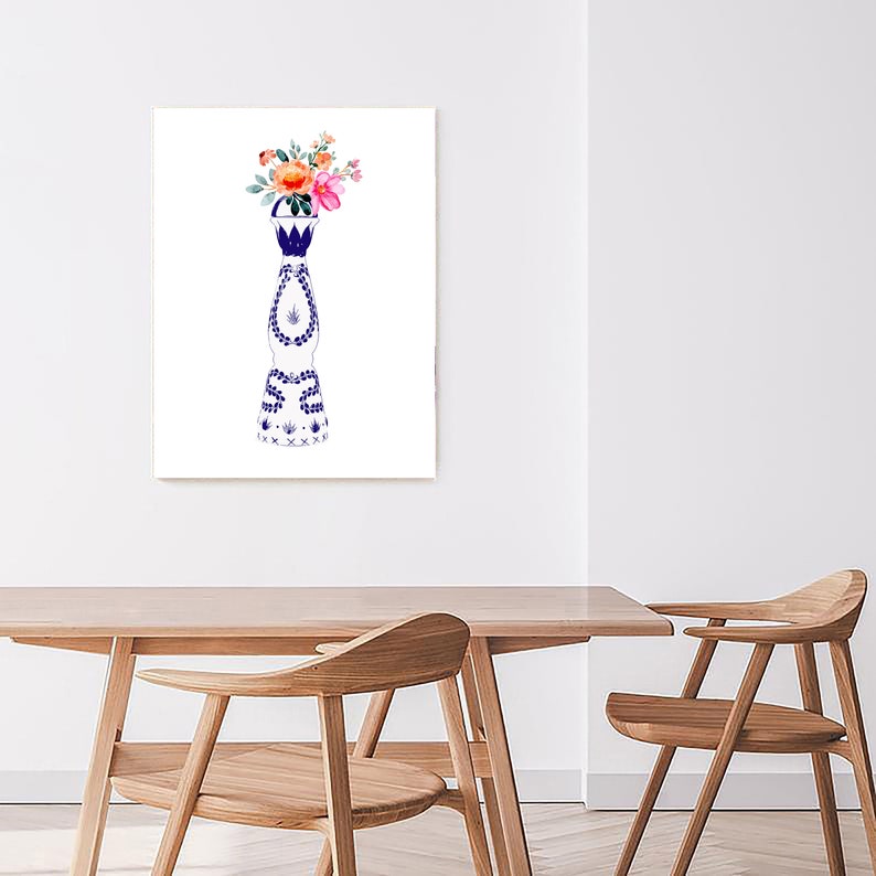 Clase Azul Tequila & Flowers Art Print: Bar Cart Decor (digital ...