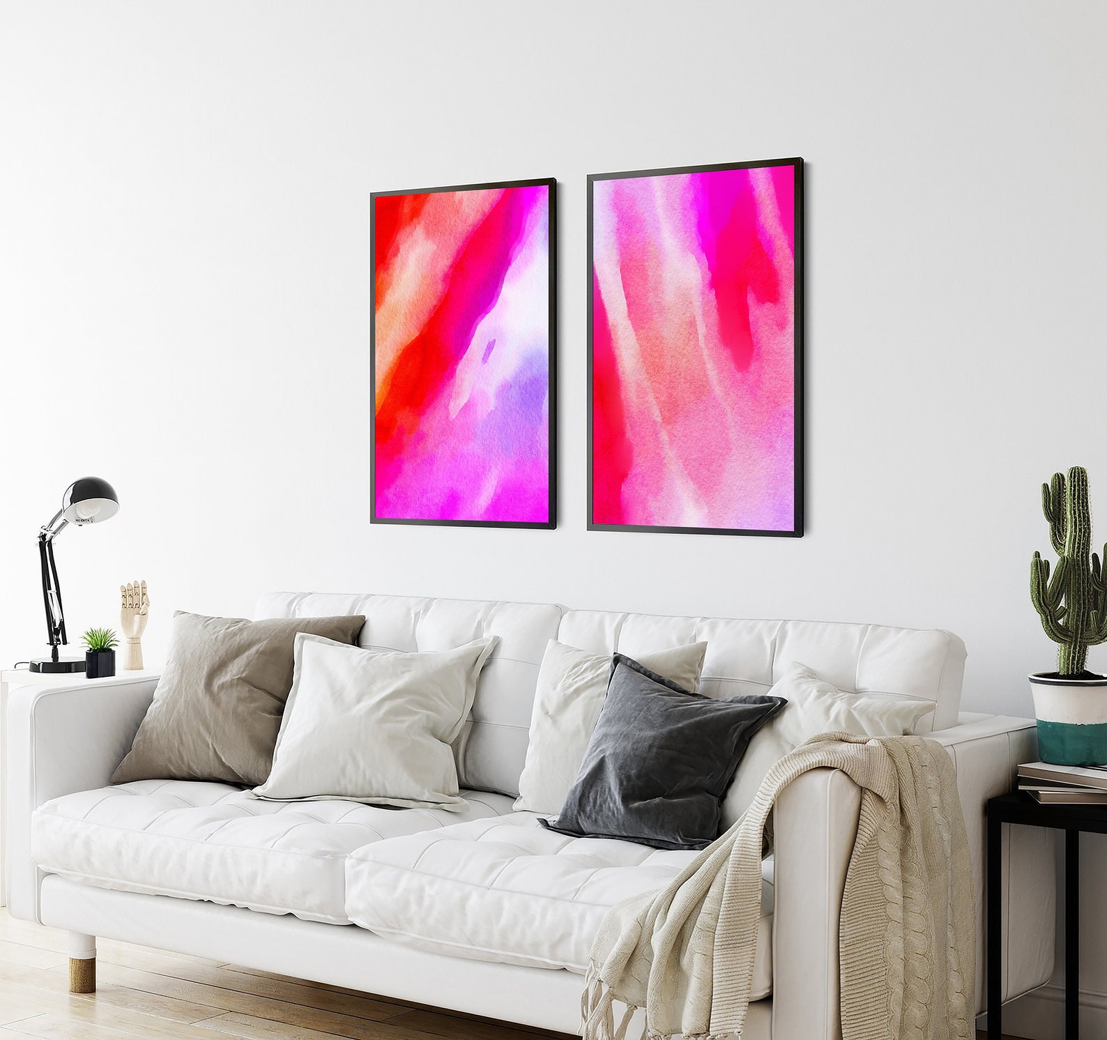 Pink and Purple Print | Neon Pink Poster | Purple and Pink Art | Set of ...