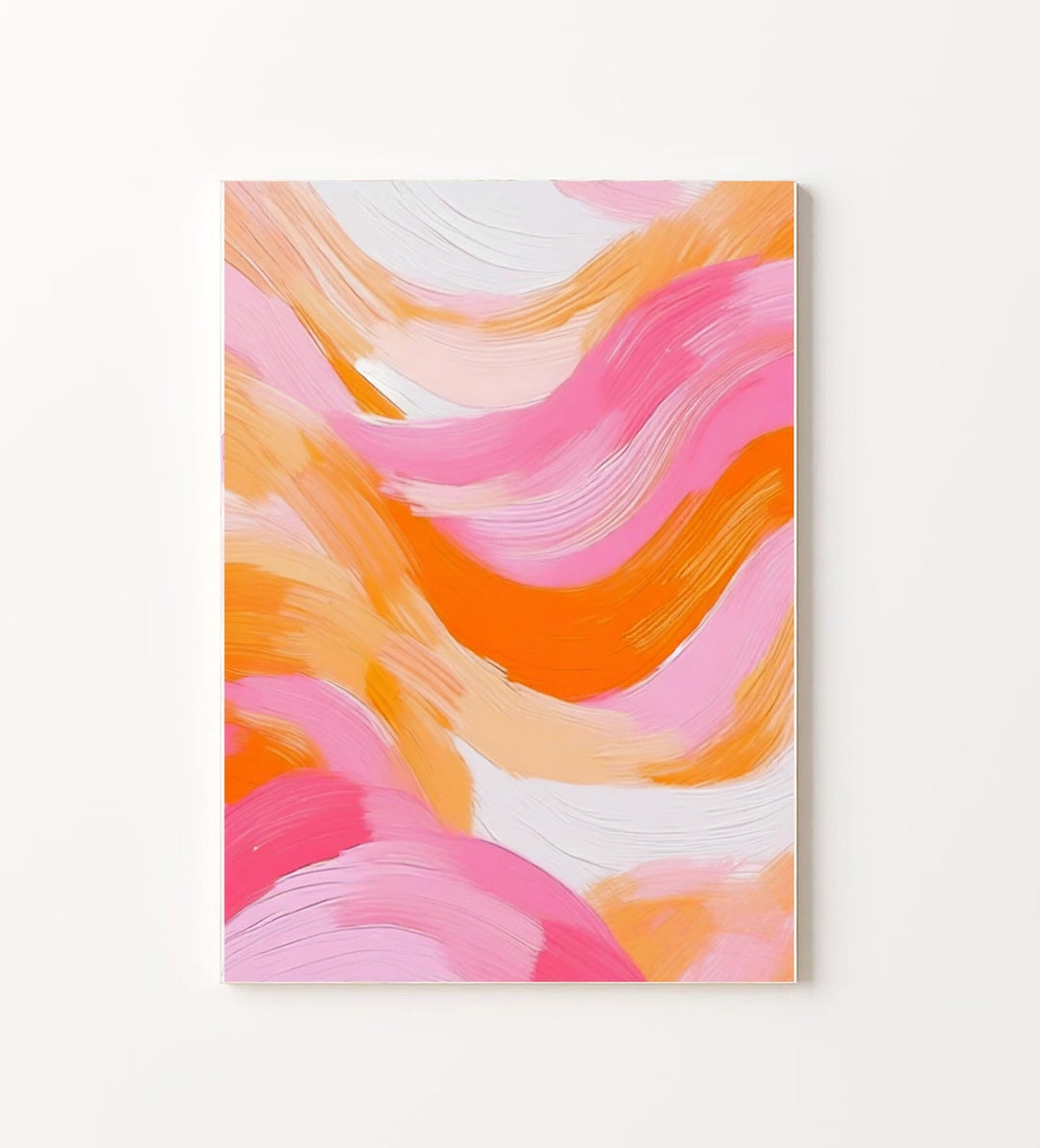 Orange and Pink Painting | Pink and Orange Decor | Hot Pink Art | Neon ...