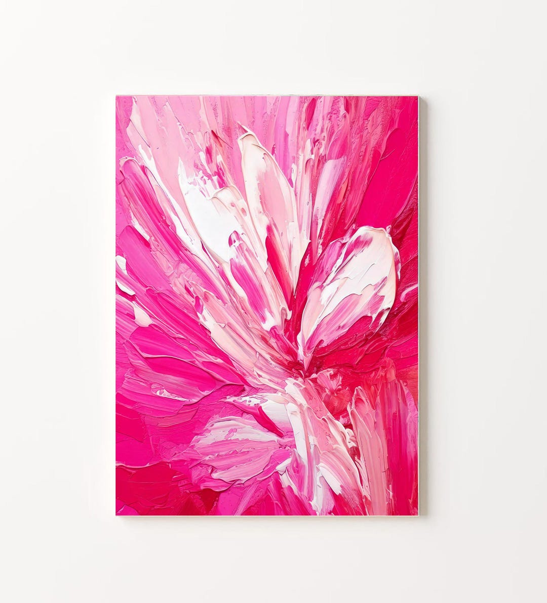 Bright Pink Abstract Floral Art Print: Watercolor Flower Painting ...