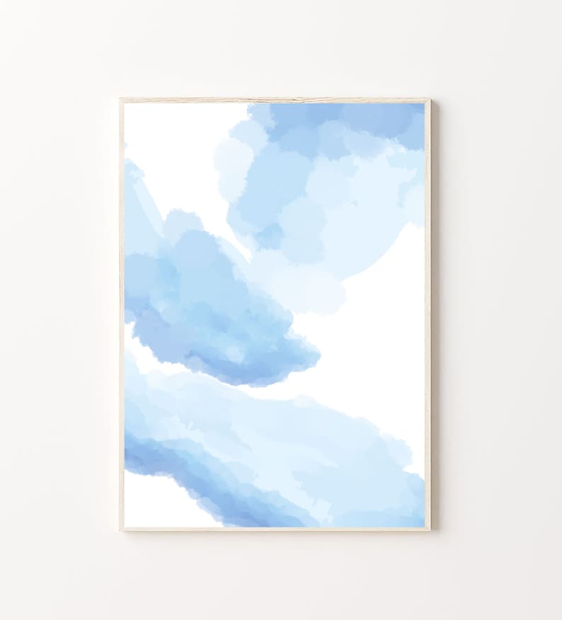 Light Blue Abstract Painting Print Calming Watercolour | Etsy