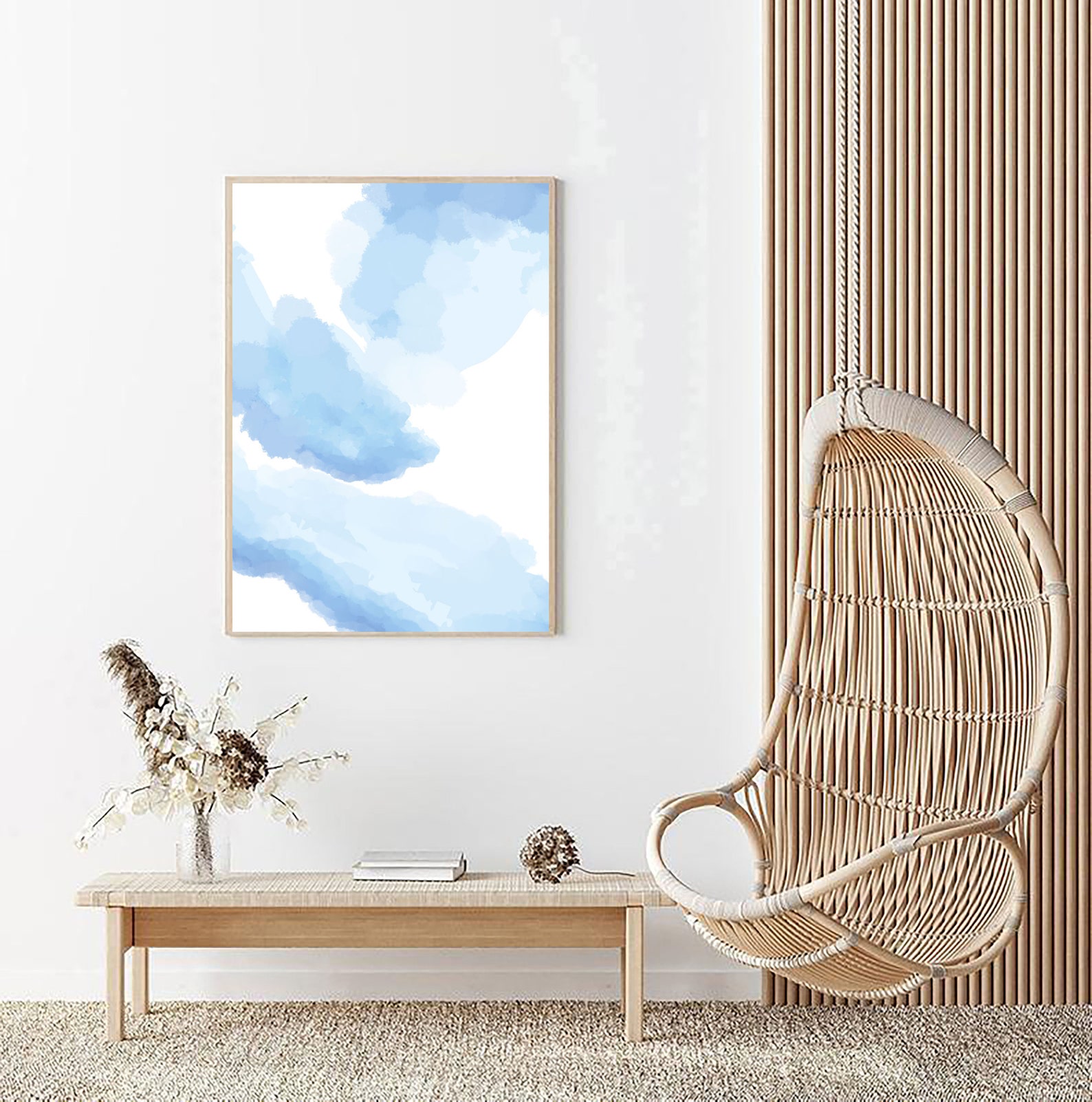 Light Blue Abstract Watercolor Print: Calming Shapes Art (digital ...