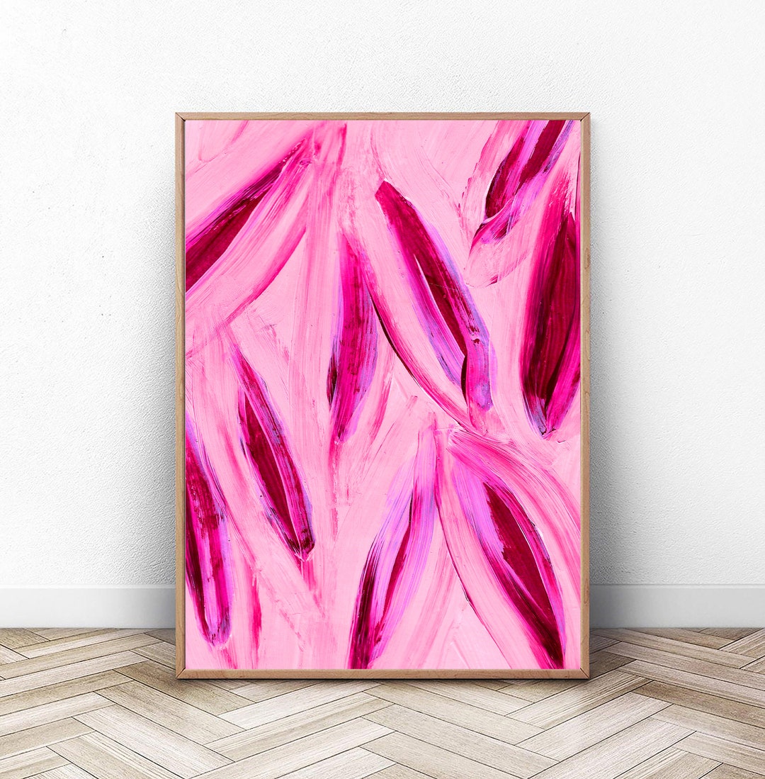 Hot Pink Wall Art | Abstract Pink Painting | Printable Pink Wall Decor ...