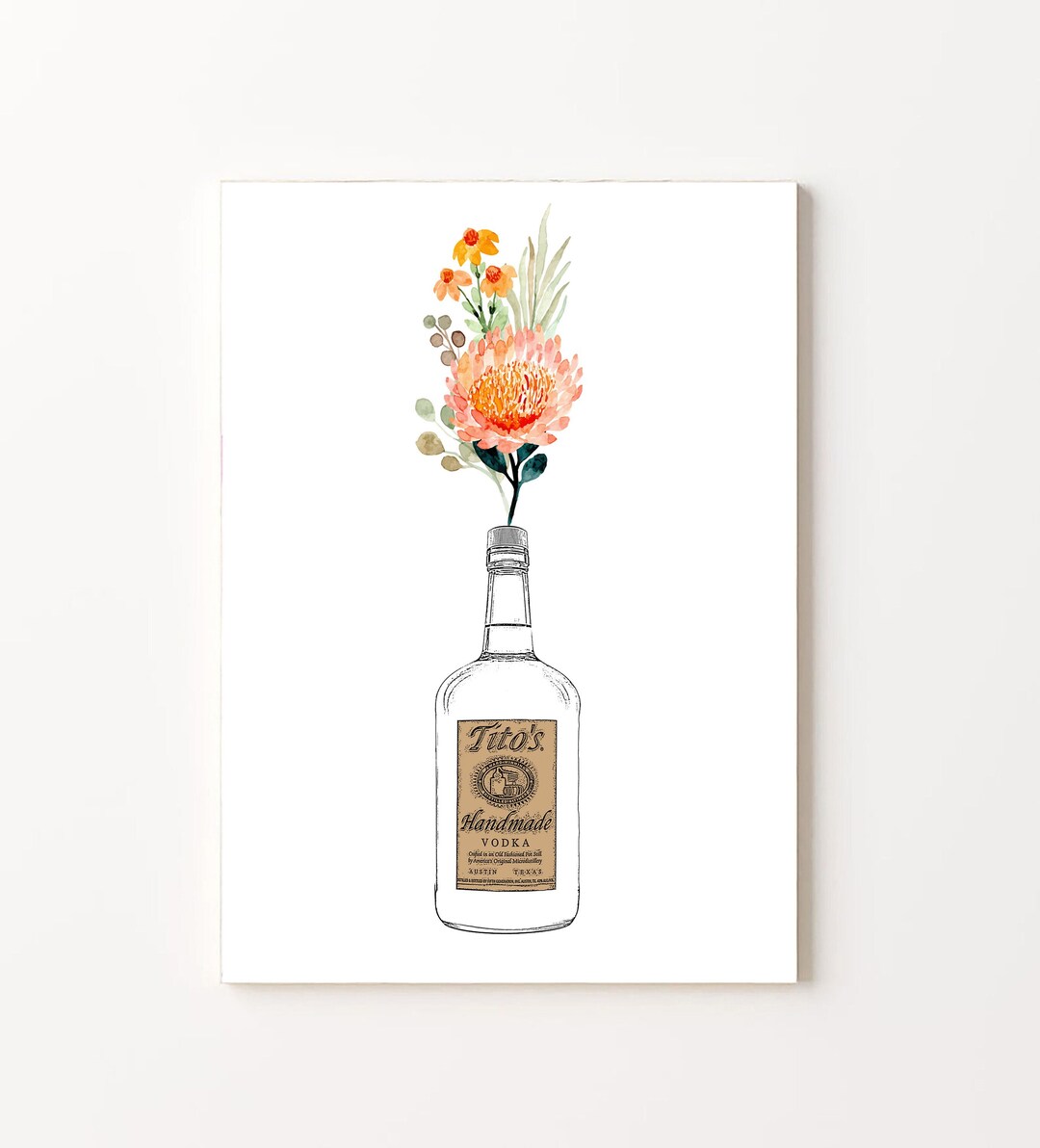 Bar Cart Art | Tito's Poster | Vodka Art Print | Alcohol Wall Decor ...