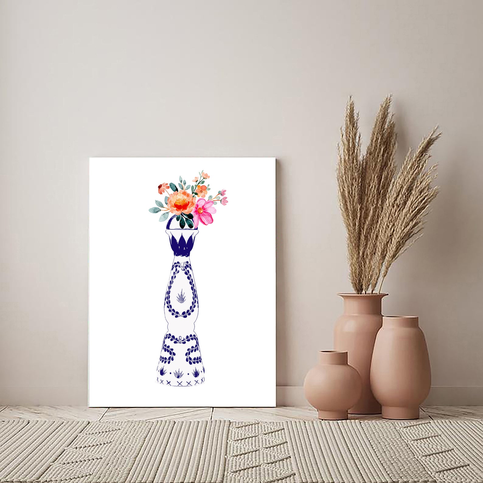 Clase Azul Tequila & Flowers Art Print: Bar Cart Decor (digital ...