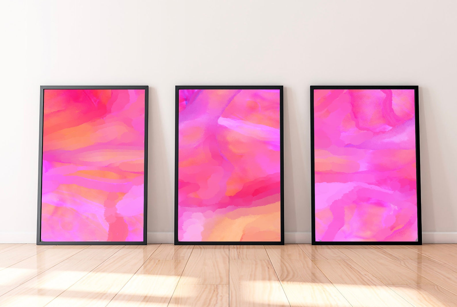 Pink and Orange Wall Art Set of 3 Prints Preppy Room Decor - Etsy