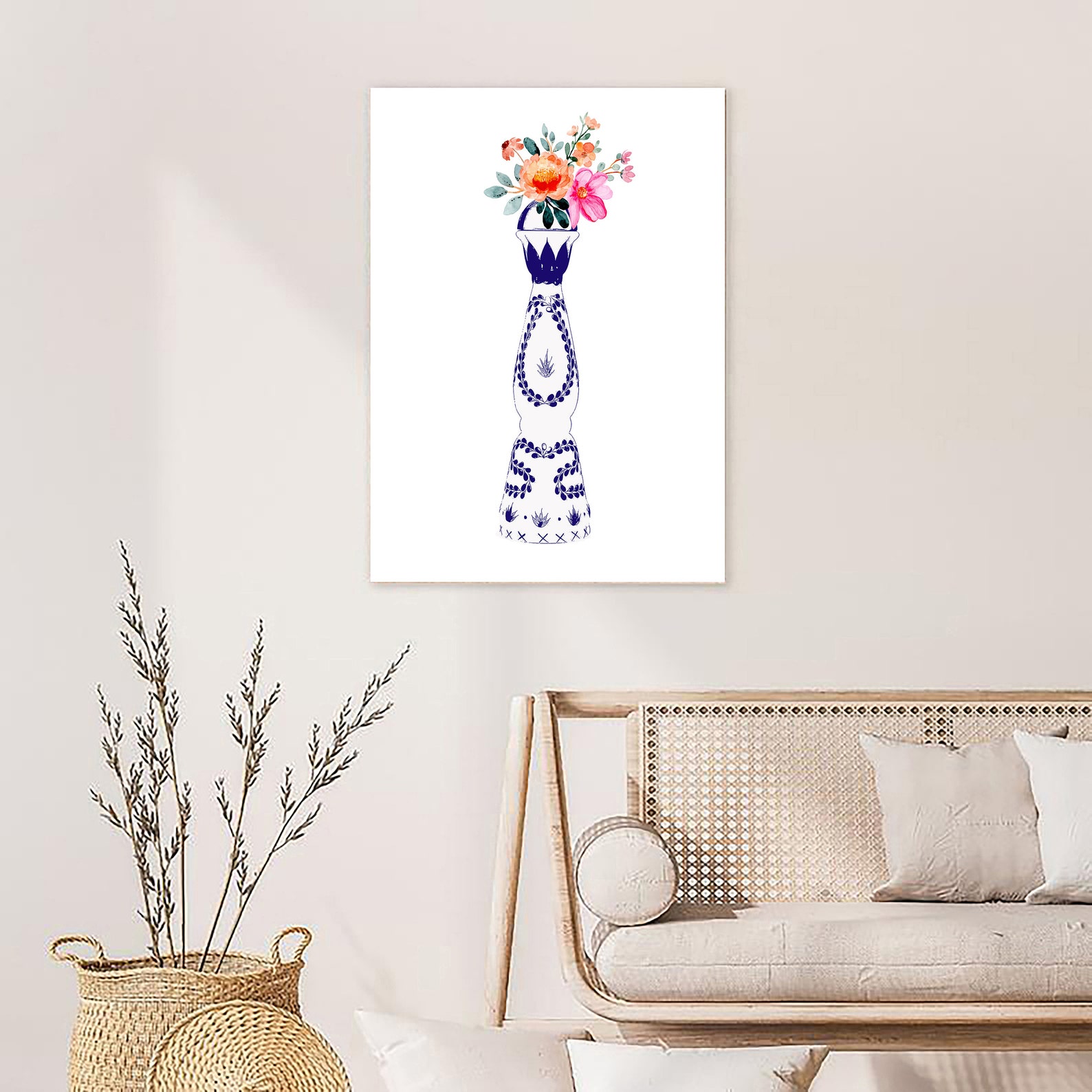 Clase Azul Tequila & Flowers Art Print: Bar Cart Decor (digital ...