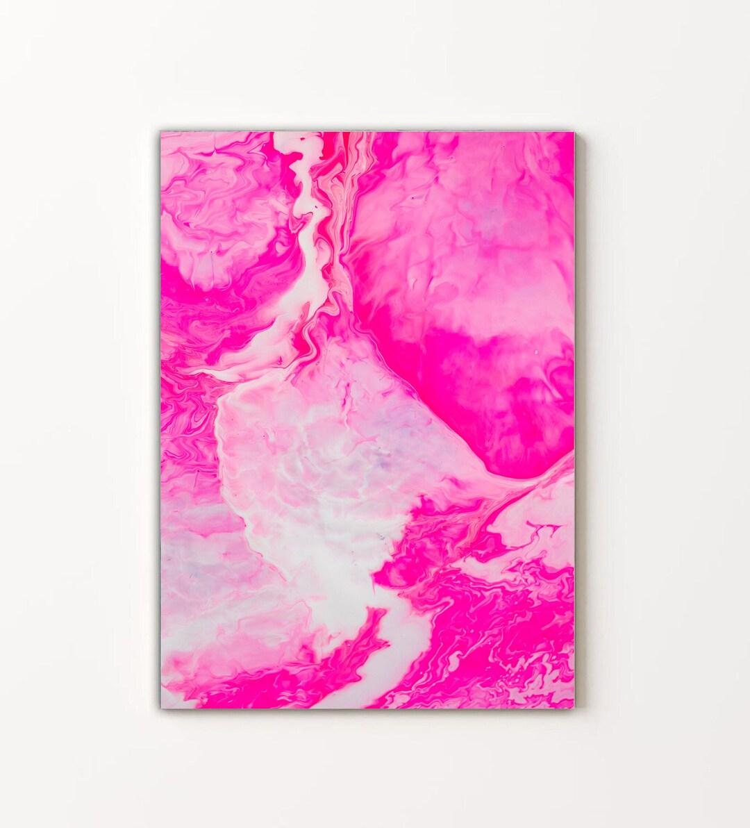Neon Art Print | Bright Pink Painting | Large Pink Wall Art | Pink ...