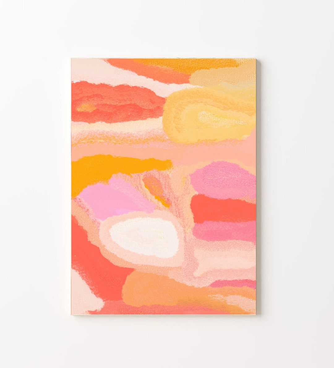 Abstract Pink and Orange Art Print: Preppy Wall Decor (digital Download ...