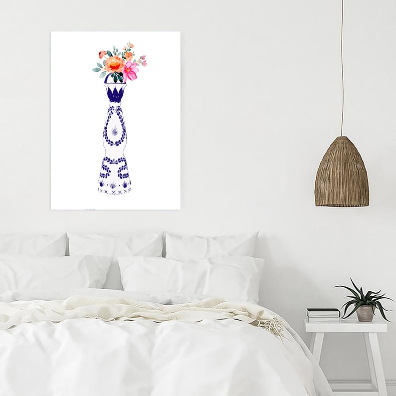 Clase Azul Tequila & Flowers Art Print: Bar Cart Decor (digital ...