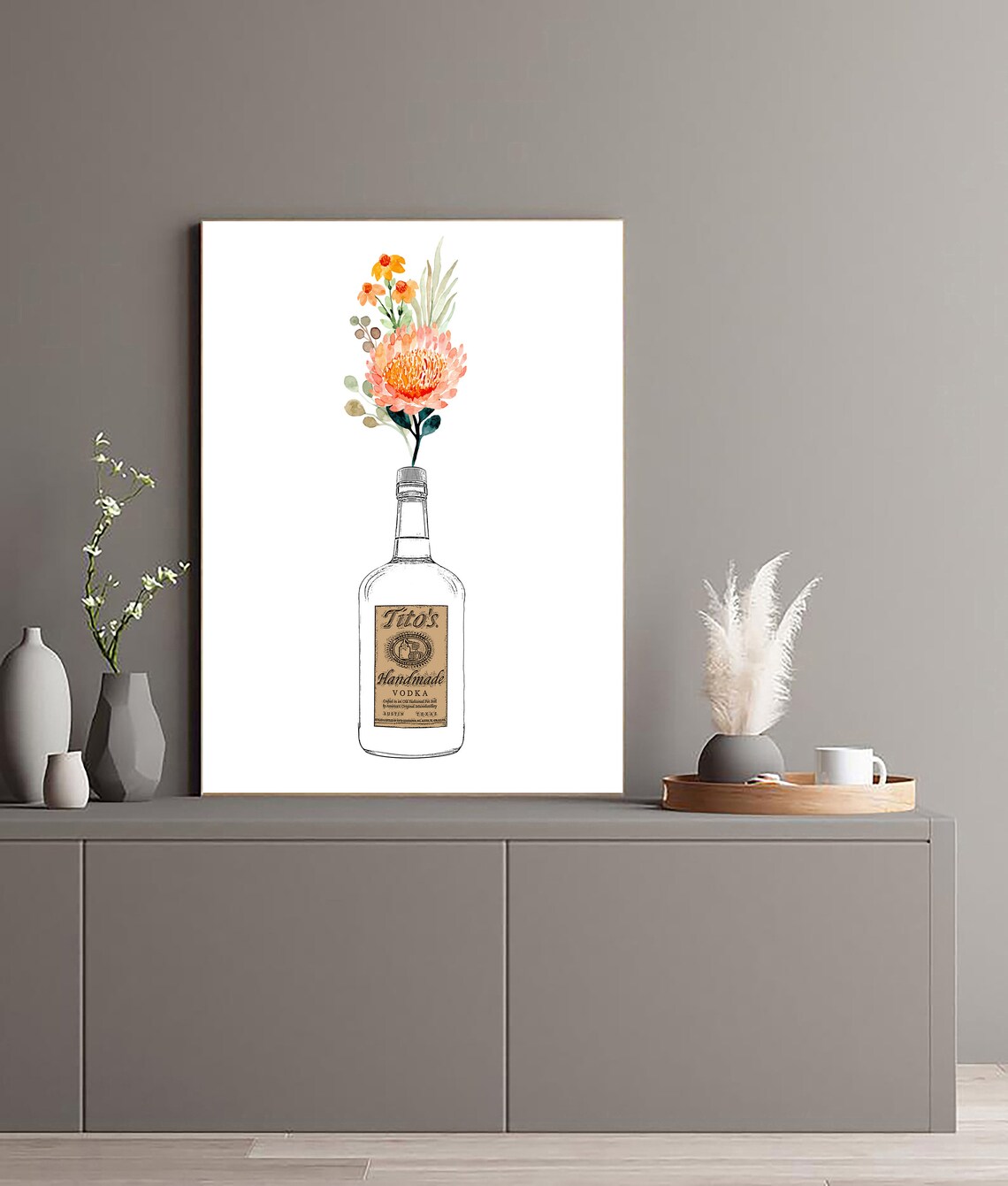 Bar Cart Art Tito's Poster Vodka Art Print Alcohol - Etsy
