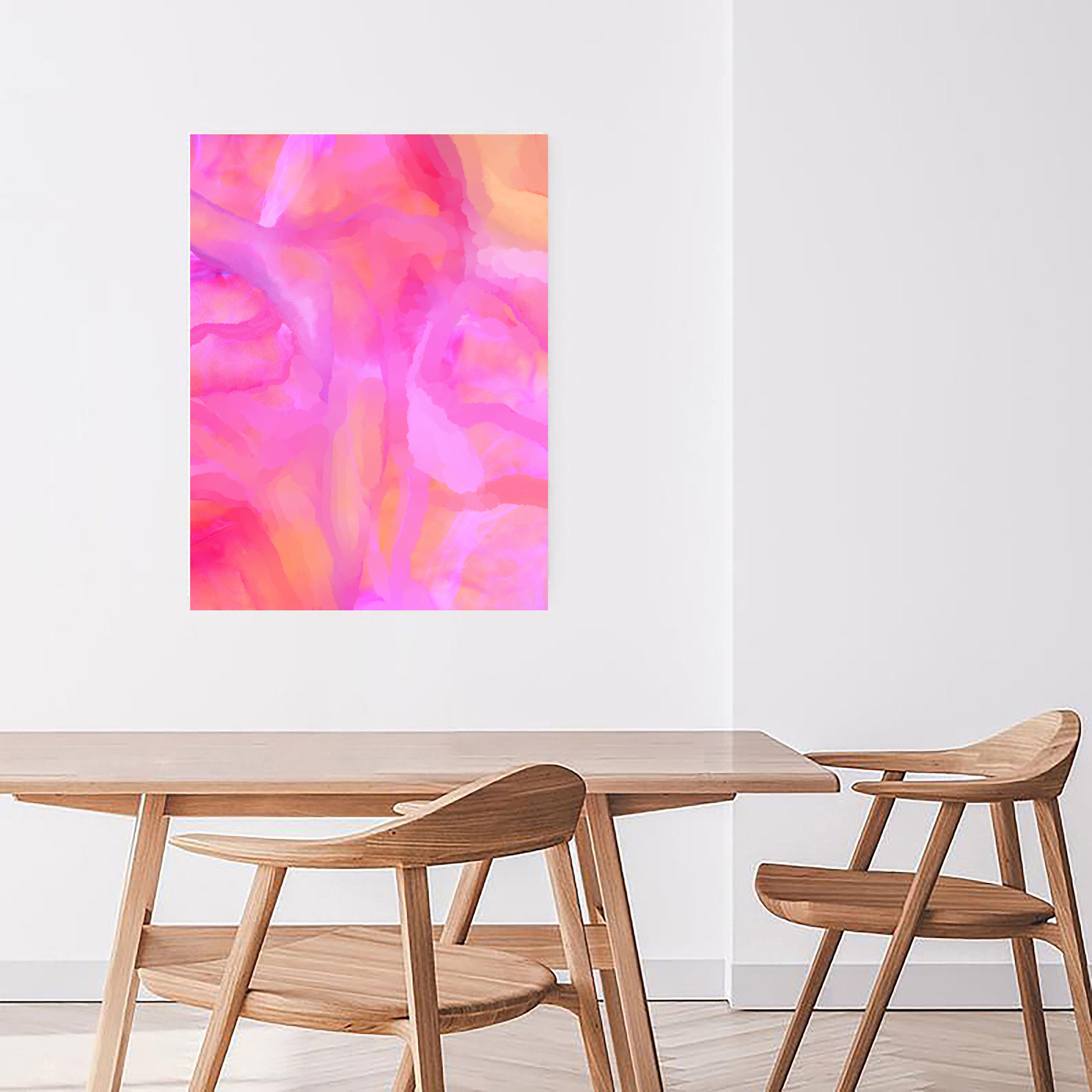 Pink Wall Art Hot Pink Poster Pink and Orange Print | Etsy