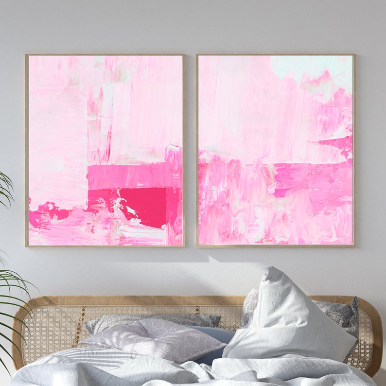 Hot Pink Wall Art Set of 2 Prints Set of 2 Pink Prints - Etsy