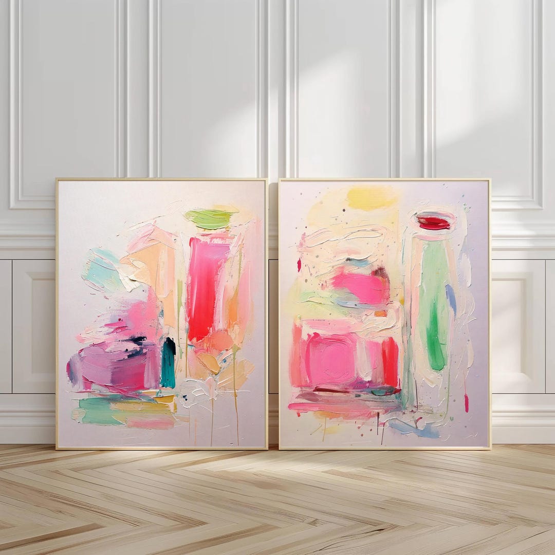 Pastel Abstract Art | Set of 2 Prints | Dreamy Colours Prints | Preppy ...