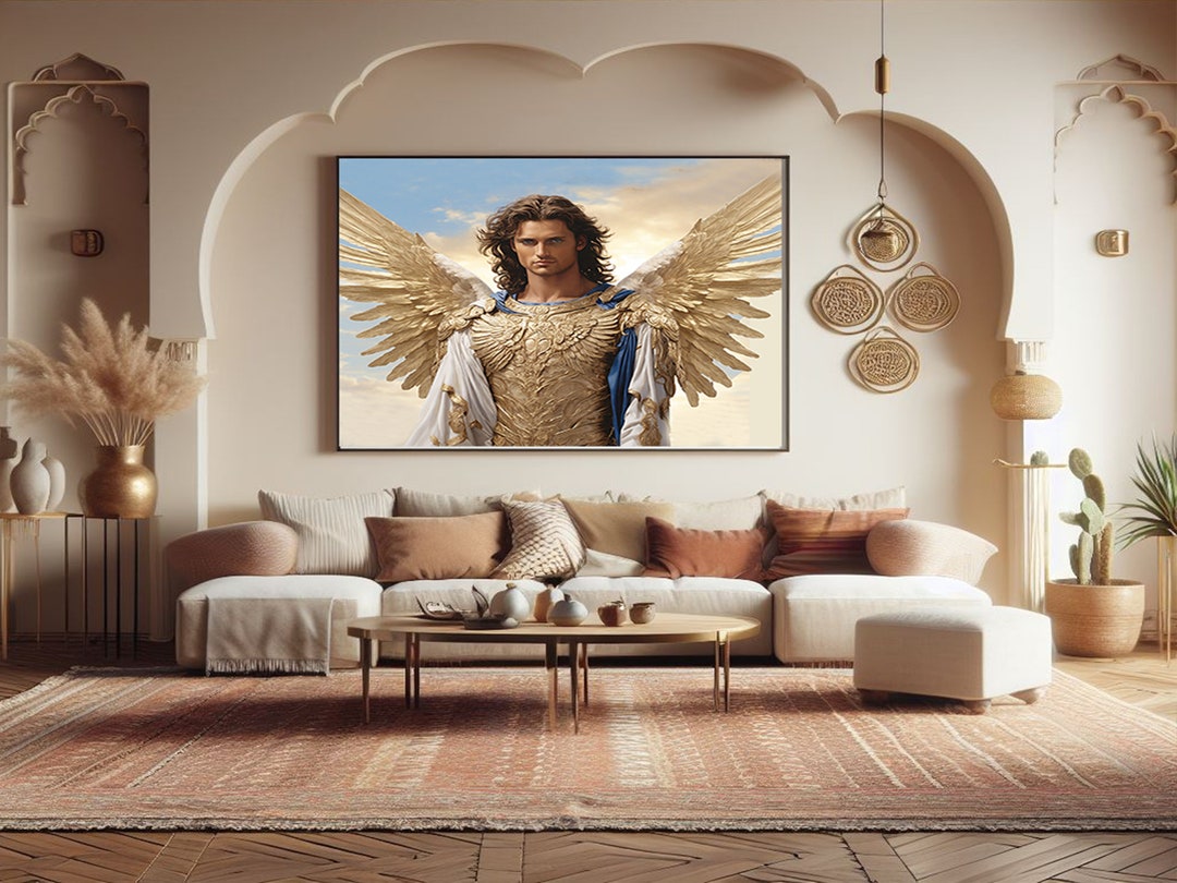 Michael the Archangel Canvas, Angel Paintings, Angelic Canvas Artwork ...