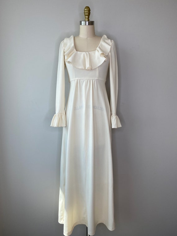 60s Cream Ruffle Maxi Dress - Gem