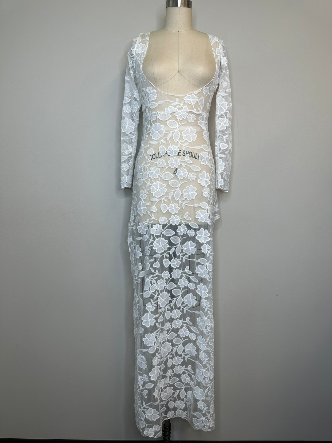 White Sheer Flower Negligee Gown - Etsy