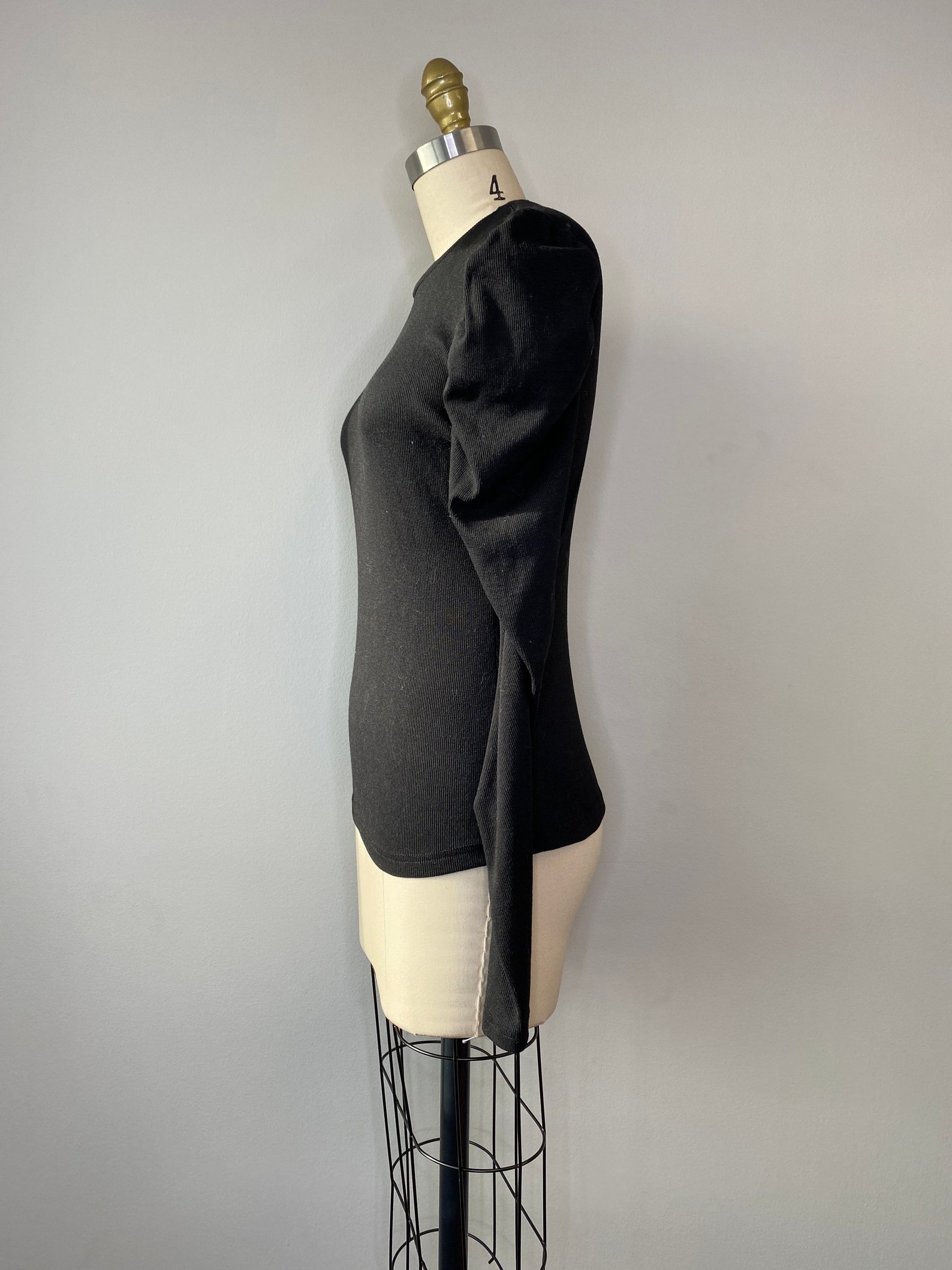 Black Ruched Long Sleeve Ribbed Blouse - Etsy