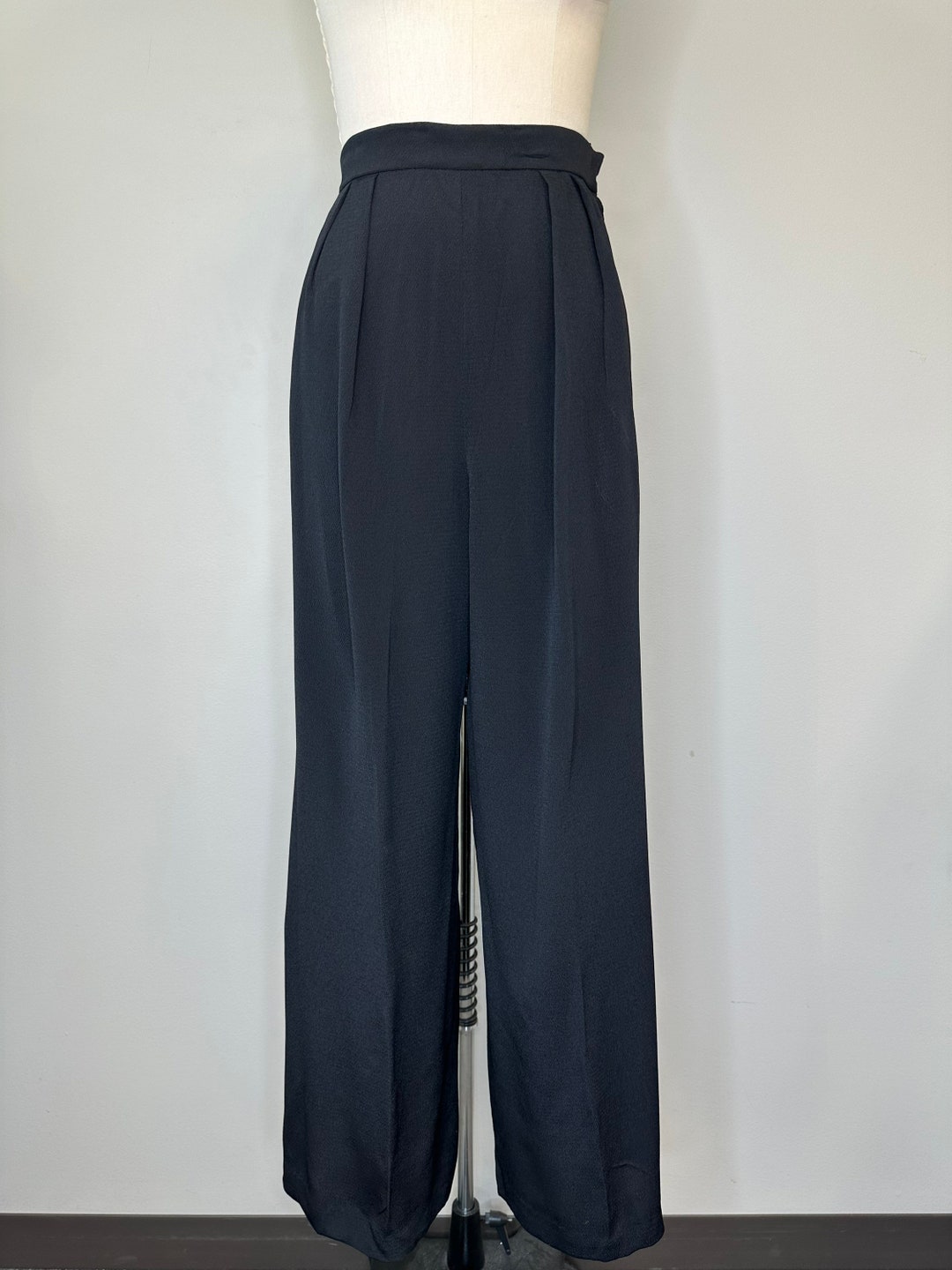 Black Straight Crepe Leg Trousers - Etsy