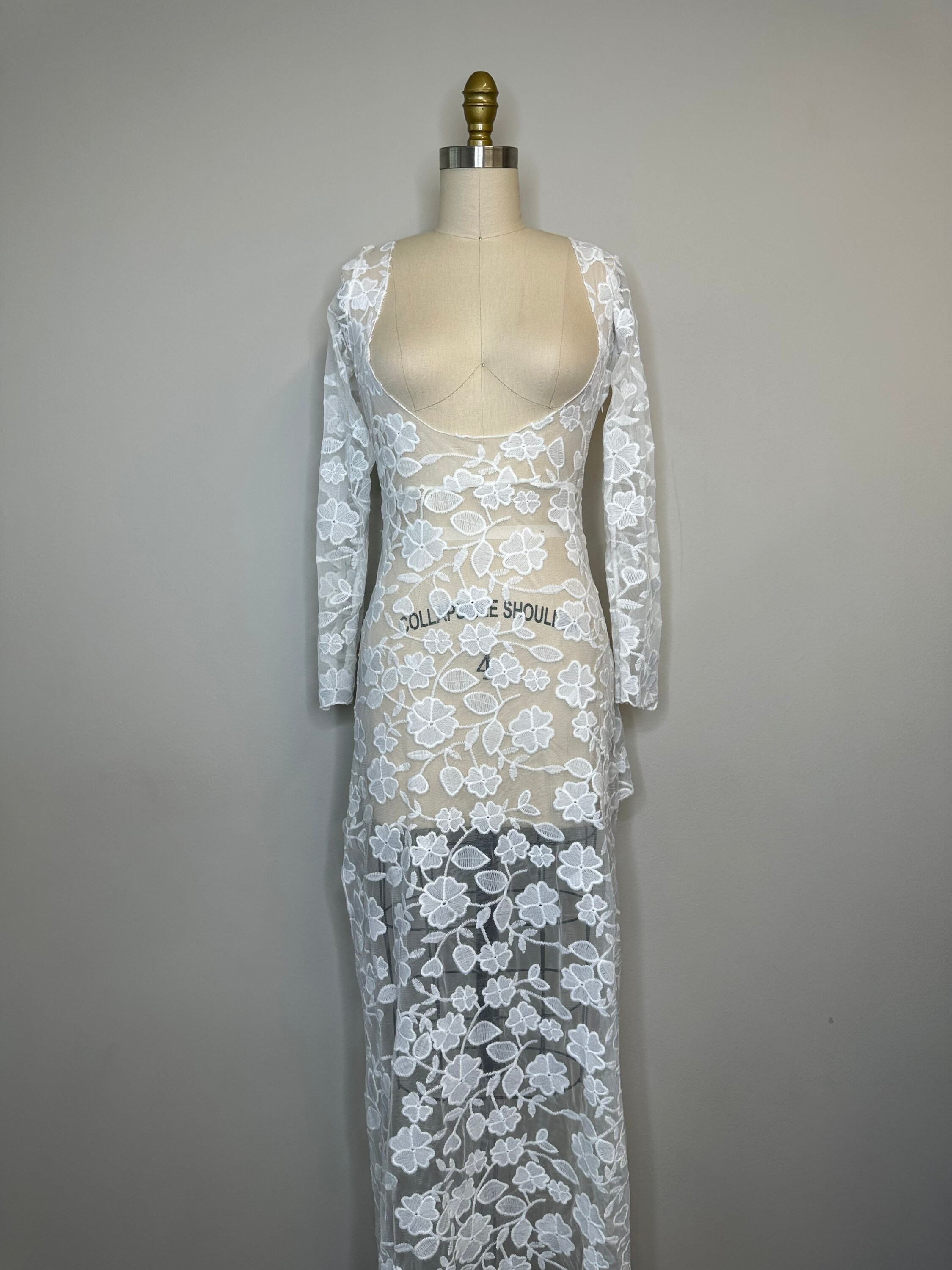 White Sheer Flower Negligee Gown - Etsy