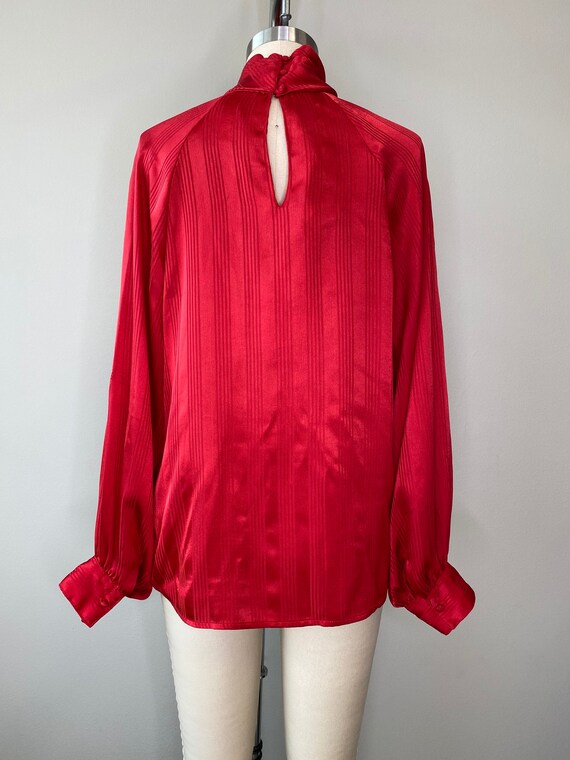Red High Neck Long Sleeve Blouse - Gem