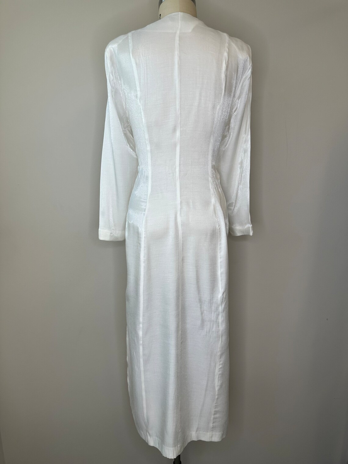 80s Long White Satin Duster Dress - Etsy
