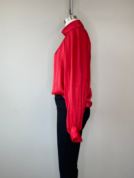 Red High Neck Long Sleeve Blouse - Gem
