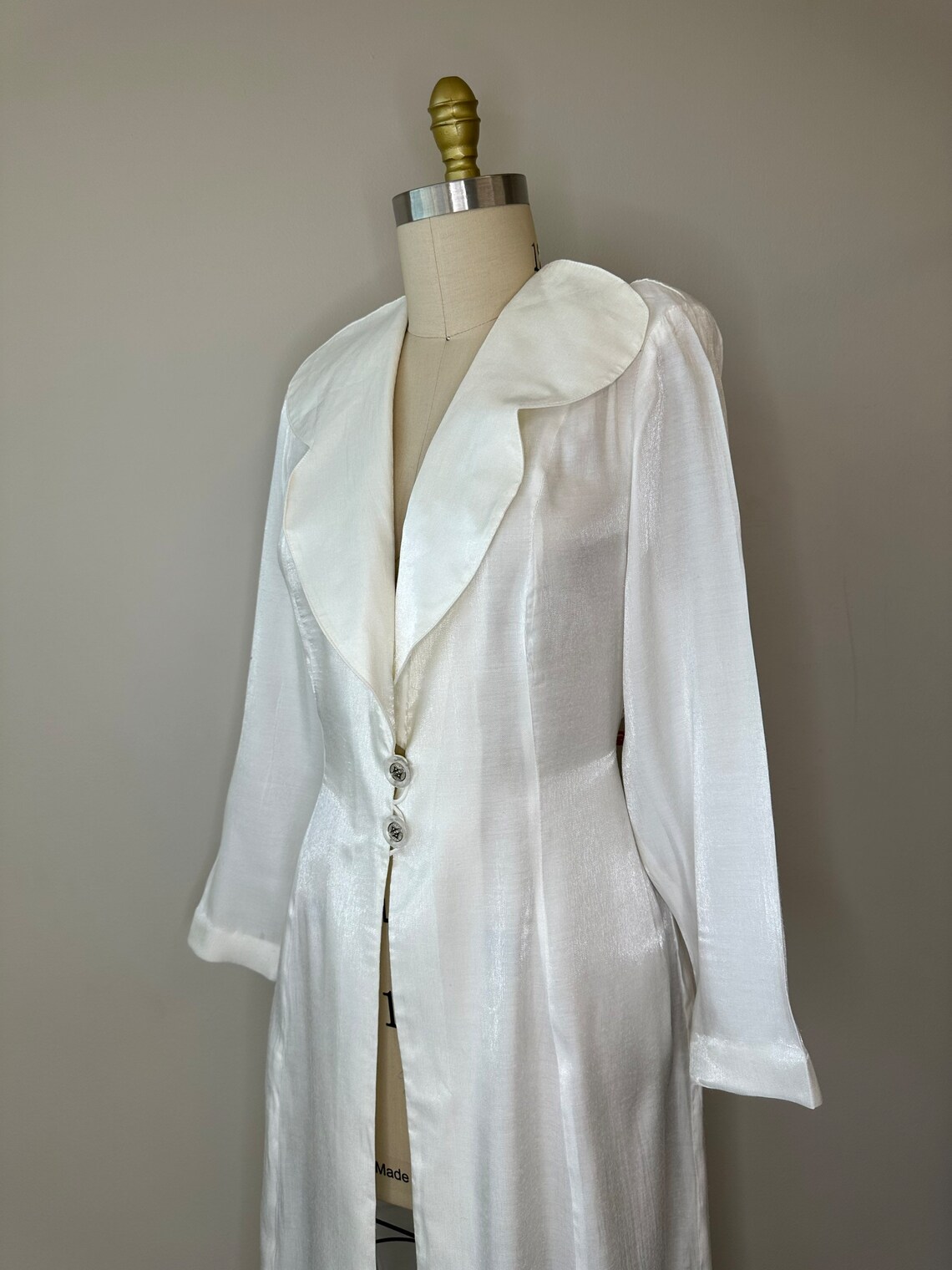 80s Long White Satin Duster Dress - Etsy