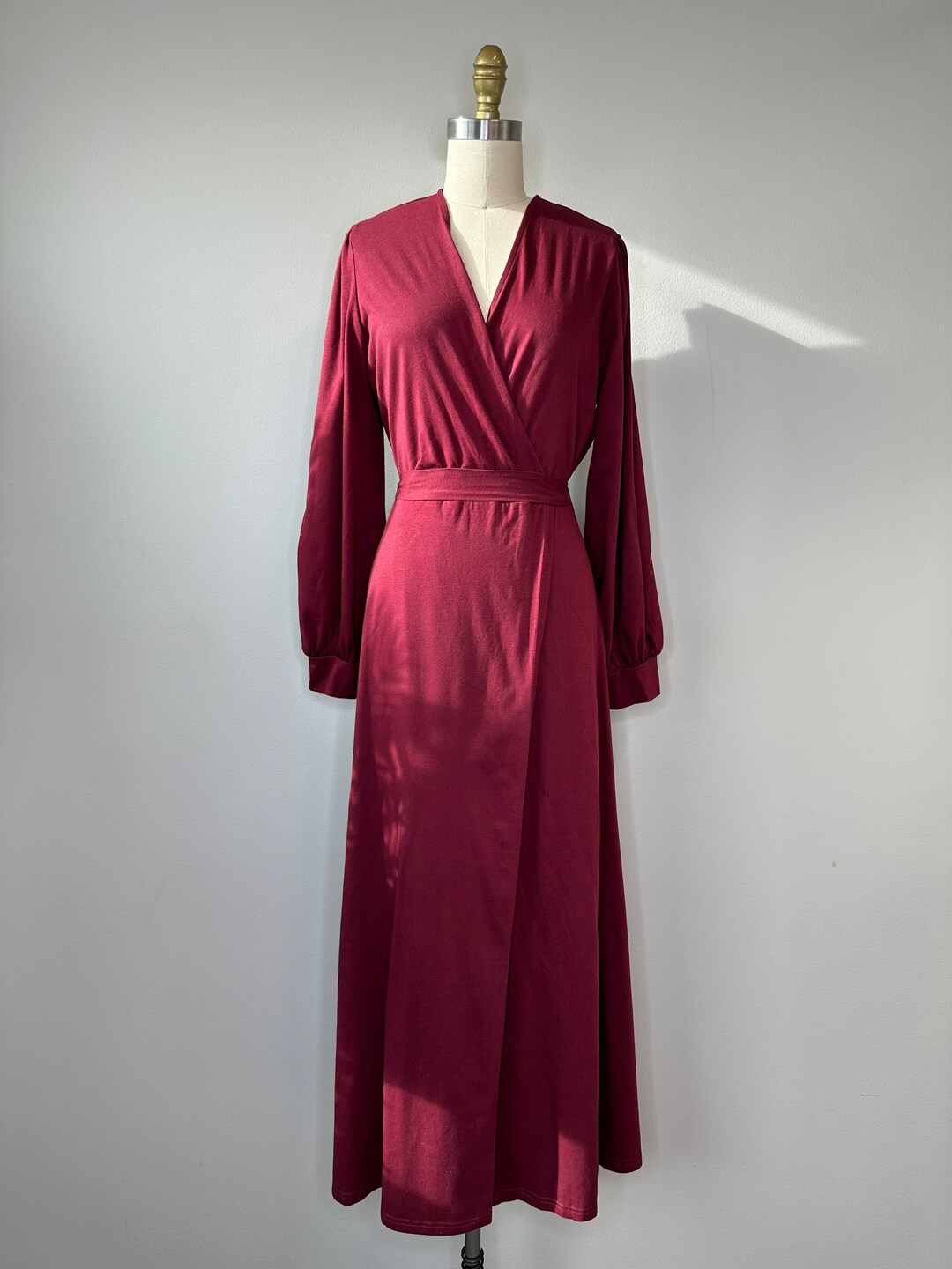 Cranberry Maxi Faux Wrap Dress - Etsy